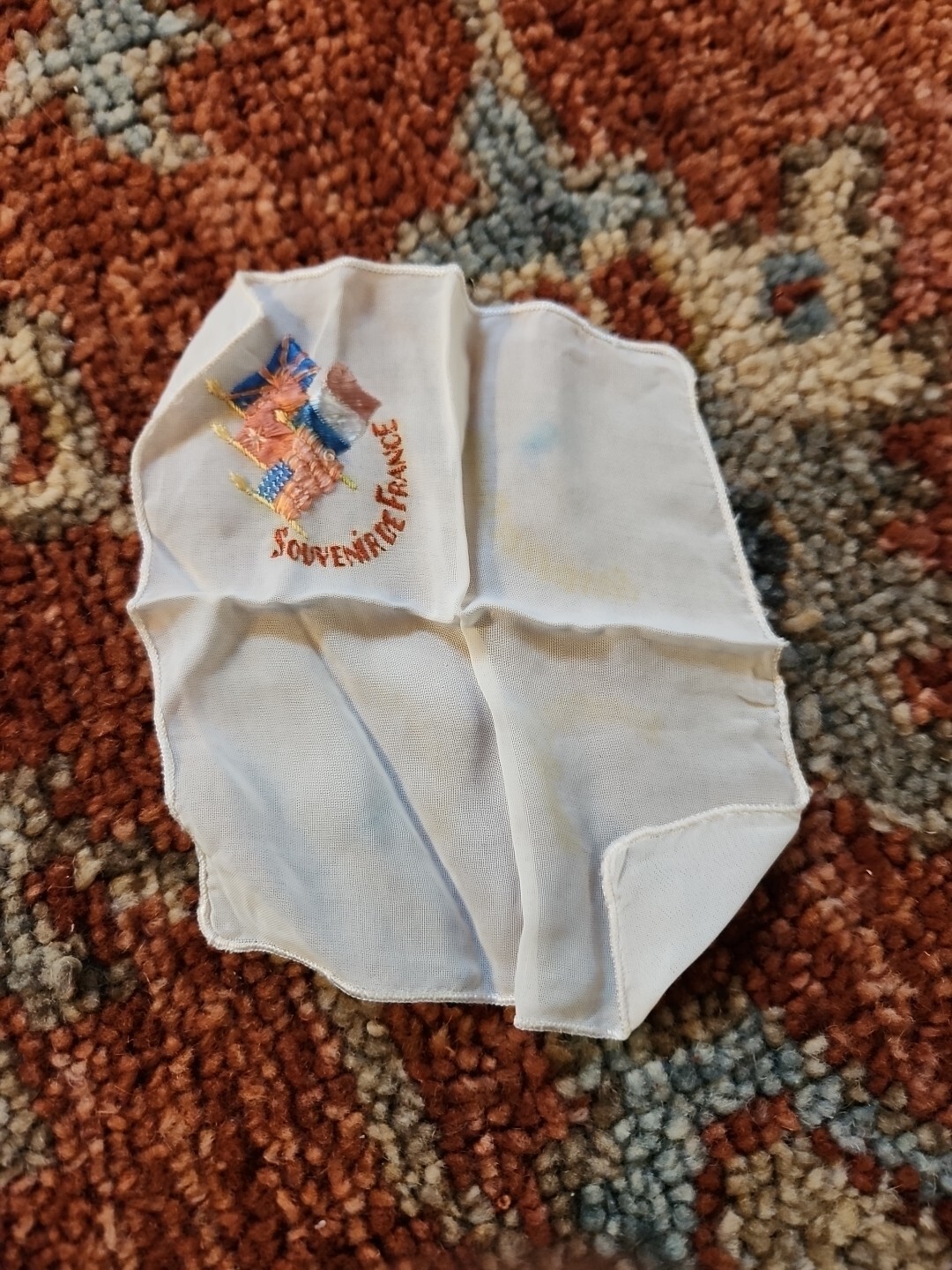 VINTAGE WWI HANDKERCHIEF SOUVENIR De FRANCE UNITED ST… - Gem