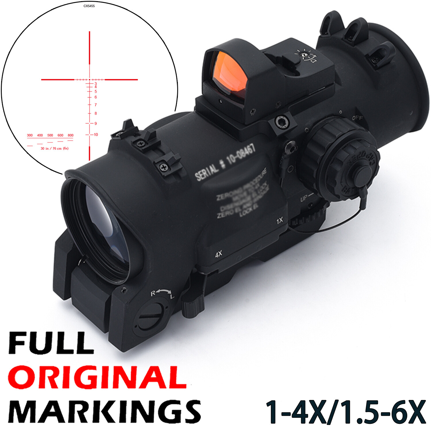 DR 1-4x / 1.5-6x RifleScope 5.56 NATO Sight Illuminated Scope with Red ...