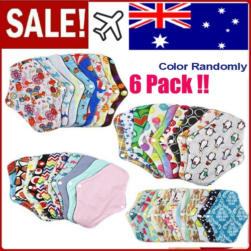6 Pack Organic Bamboo Panty Liner Mama Cloth Menstrual Pads Reusable ...