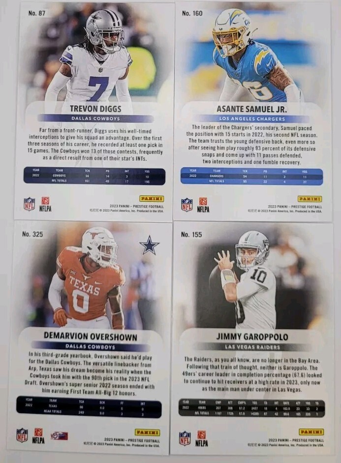 2023 Prestige Football Sparkle Insert 4 Card Lot Diggs Samuel JimmyG ...