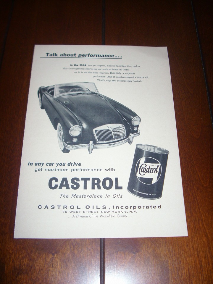 1958 MGA CASTROL OIL ORIGINAL AD | eBay