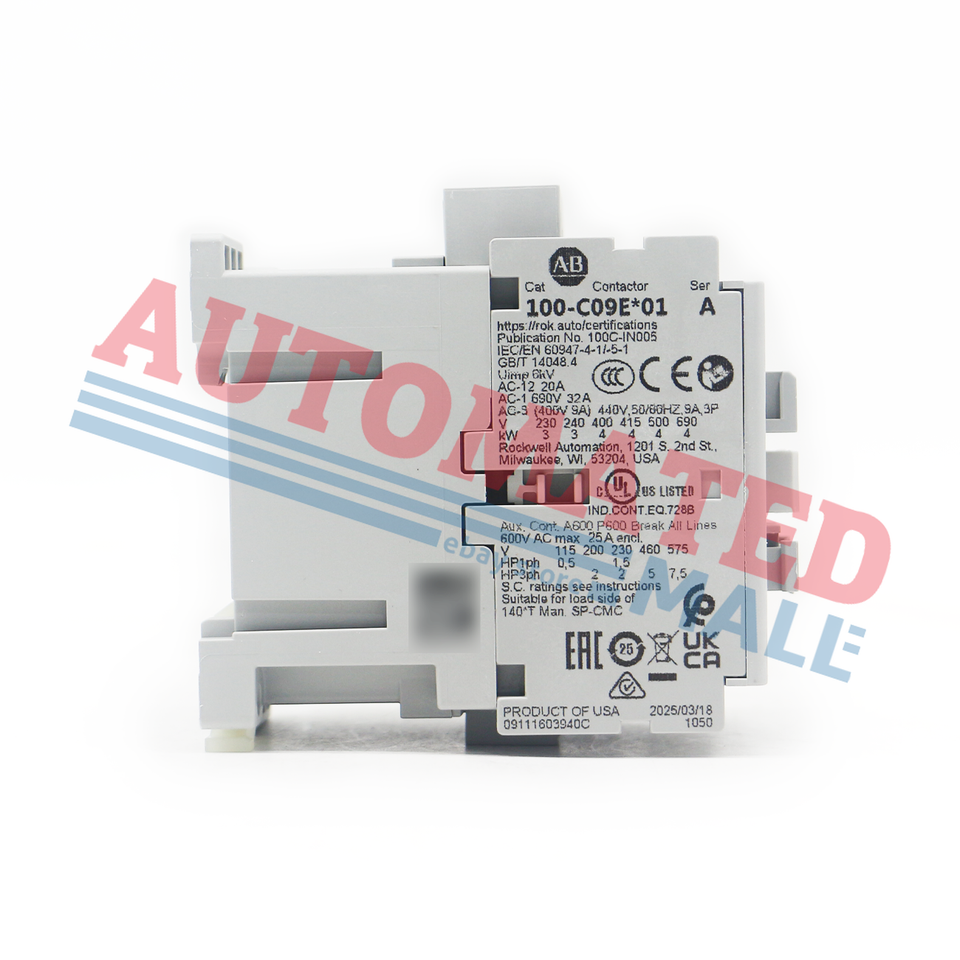 New Allen-Bradley 100-C09EJ01 IEC 9 A Contactor 24V DC Electronic Coil ...