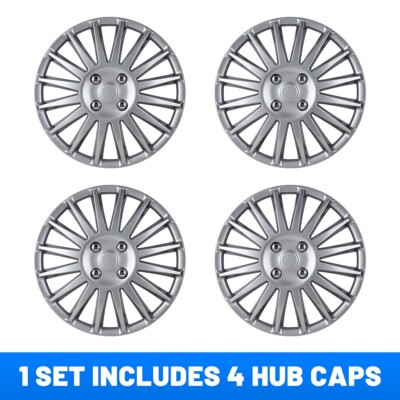 USA 16" Set of 4 Silver Wheel Covers Snap On Full Hub Caps R16 Tire ...
