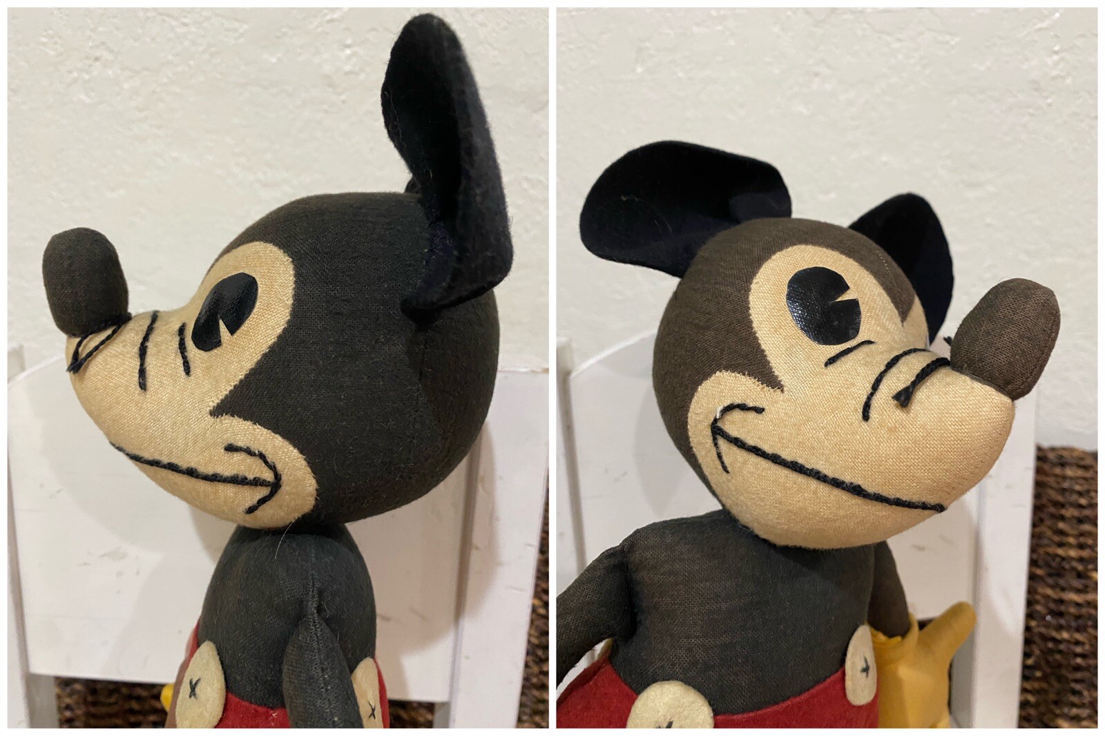 Antique MICKEY MOUSE Disney Stuffed Pie Eyed 30s-60s ? MM Card Disney ...