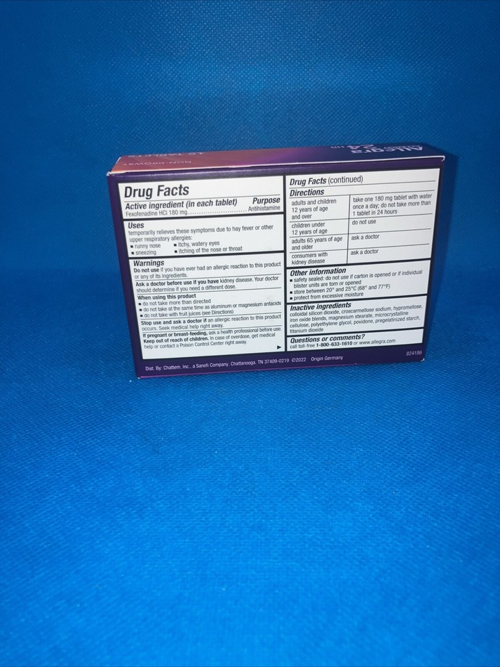 Allegra Allergy Fexofenadine HCI 180MG Antihistamine 24HR 15 Tabs Exp 6 ...