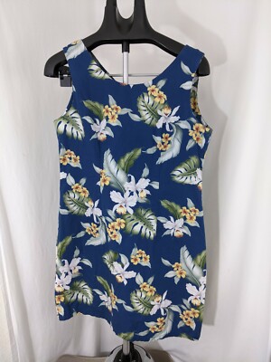 Aloha Republic Authentic Hawaiian Dress Size L Blue Tropical Flowers ...