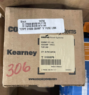 Cooper Kearney Fuse Links 31030 Type K 30AMPS, 25 per case | eBay
