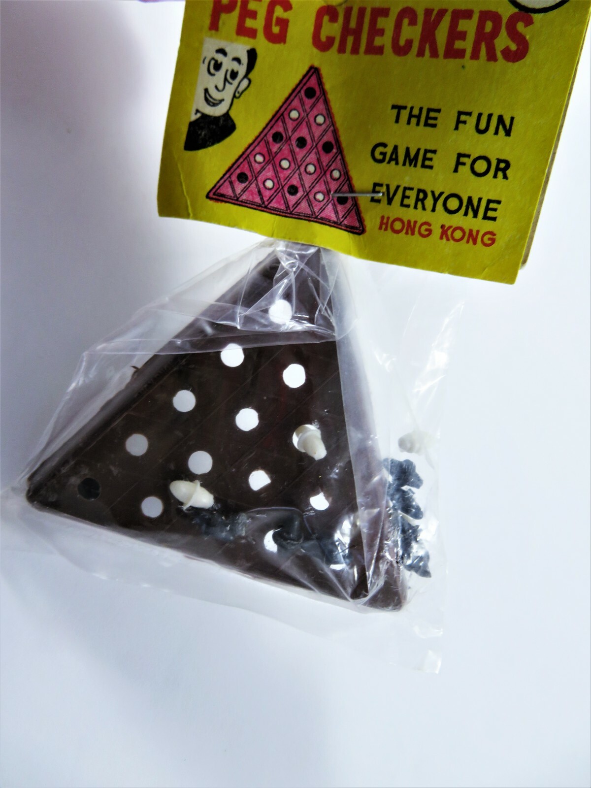 Vintage 1960s Triangle Peg Checkers Miniature Toy Game Sealed Package ...