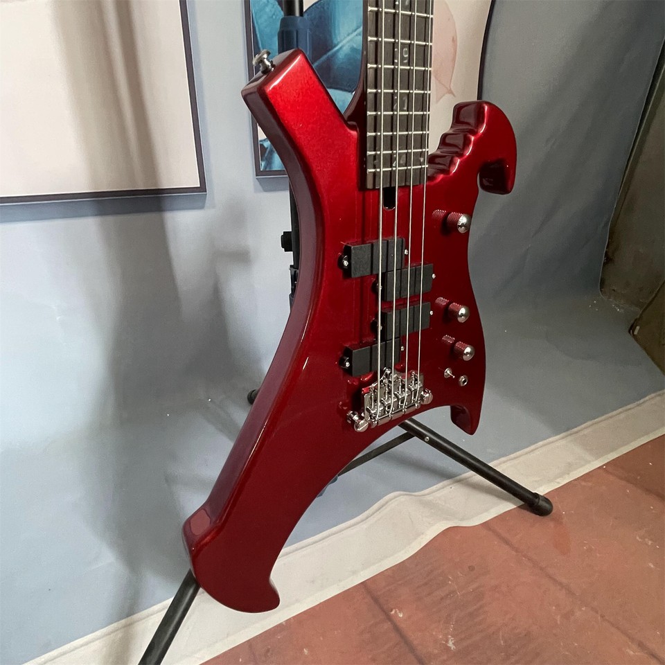 4 Strings Red Buzzard Electric Bass Guitar Maple Neck Solid Basswood ...