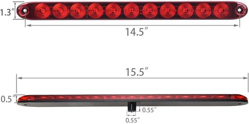 11 LED Red Trailer Brake Tail Light, 2 Pack 16” Bar Stop Turn White ...