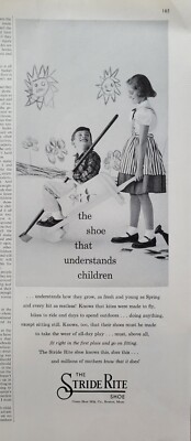 1957 Girls boys Stride Rite shoes wheelbarrow childrens fashion vintage ...