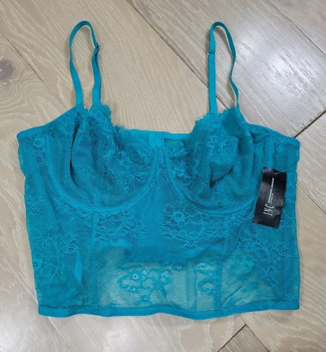 NEW - Long Line Sheer Balconette Bra XXL 2XL Boned Tropical Green Sexy ...