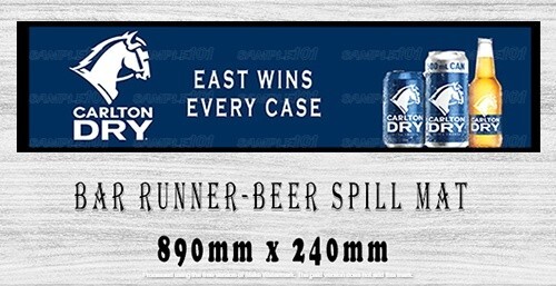 BAR RUNNER Aussie Carlton Dry Beer Spill Mat (890mm X 240mm) Man Cave ...