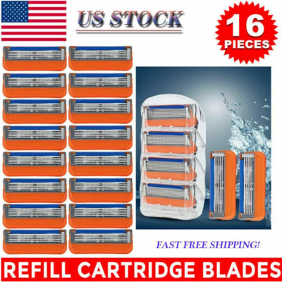 16PCS Suitable Gillette Fusion 5-Layer Men's Razor Blade Refills Orange ...