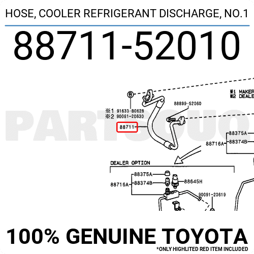 8871152010 Genuine Toyota HOSE, COOLER REFRIGERANT DISCHARGE, NO.1 ...