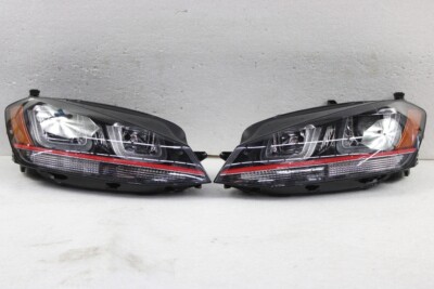 FITS 15-17 VW Golf/GTI VII MK7 LED Tube DRL Projector Headlights w/ Red ...