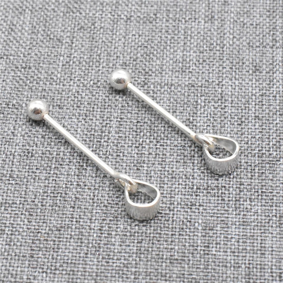 5 Sterling Silver Screw Pinch Bails w/ Bead End 925 Silver Threaded ...