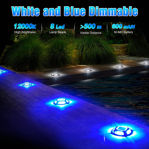 Solar Driveway Lights with 2 Color Modes, IP68 Waterproof Solar Deck ...