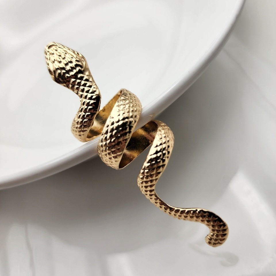Gold Swirling Wrap Around Snake Ring | eBay