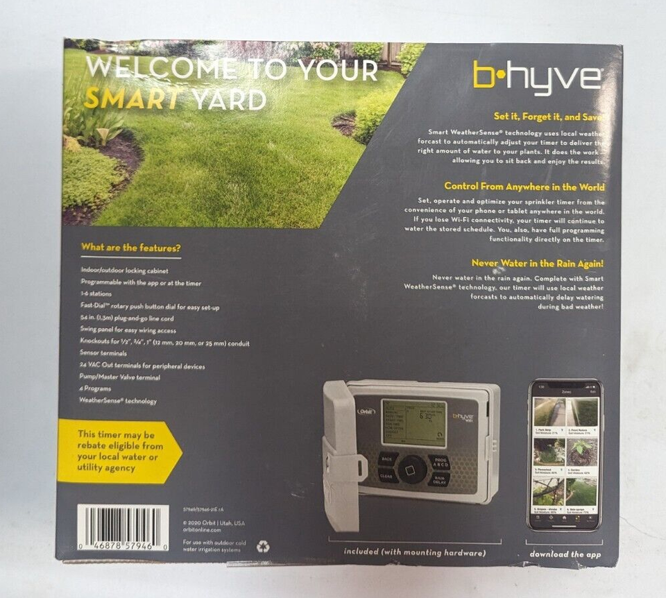 Orbit B-HYVE 6-Station Smart Indoor/Outdoor Sprinkler Timer #57946 ...
