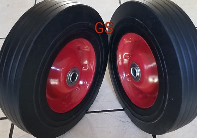 (2) 10" Solid Tires Wheels Rubber Dolly Handtruck Cart No Flat FREE ...