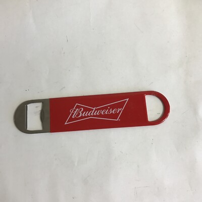 Budweiser Beer Bottle Opener Red Vinyl Coated Steel Bartender Style 7 ...