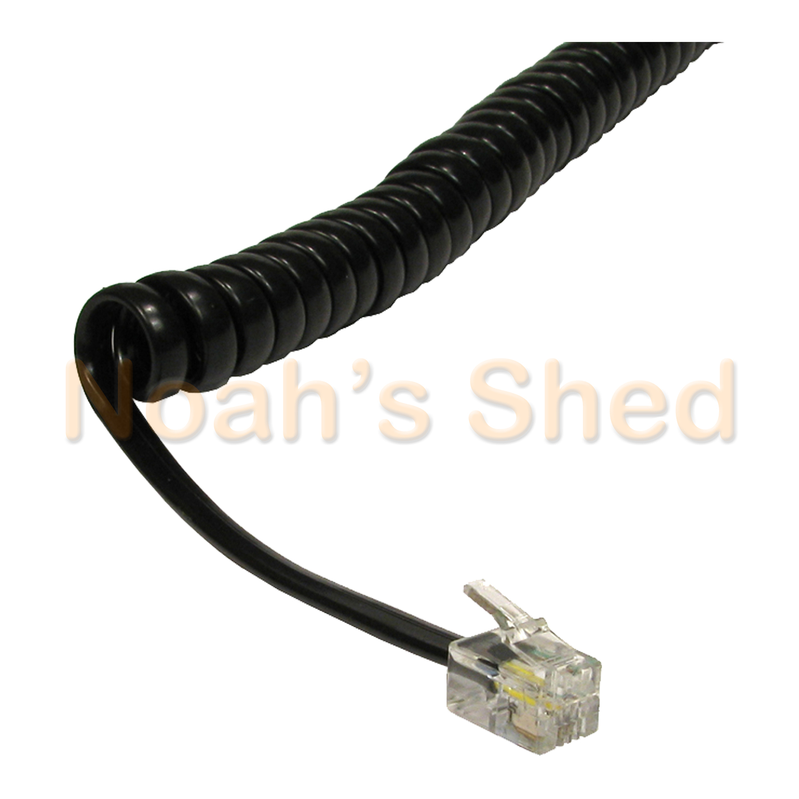 5 Metre Black Telephone Spiral Wire Phone Handset Curly Cord Cable 4P4C ...