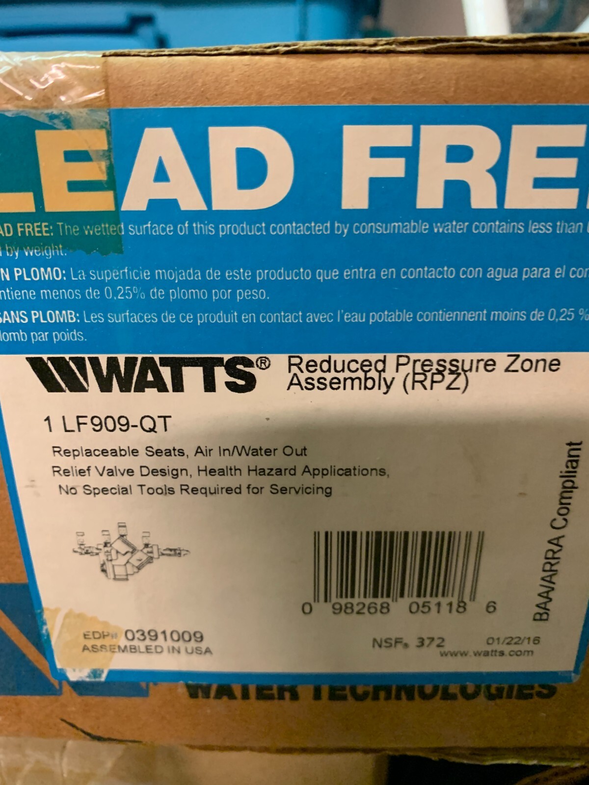 Watts 1"LF909-QT RPZ Assembly | eBay