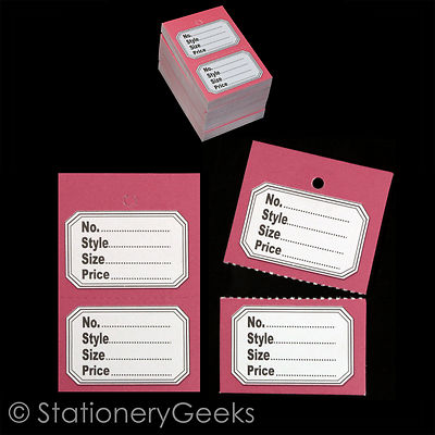 100 Pink Clothes Garment Tickets Perforated Clothing Price Stock Tags ...