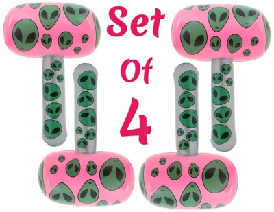 (Set Of 4) 22" Pink Alien Mallet Inflatable Space InflateToy Party ...