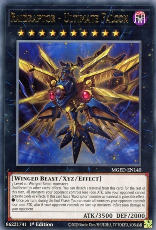 Yugioh! Raidraptor - Ultimate Falcon - MGED-EN140 - Rare - 1st Edition ...