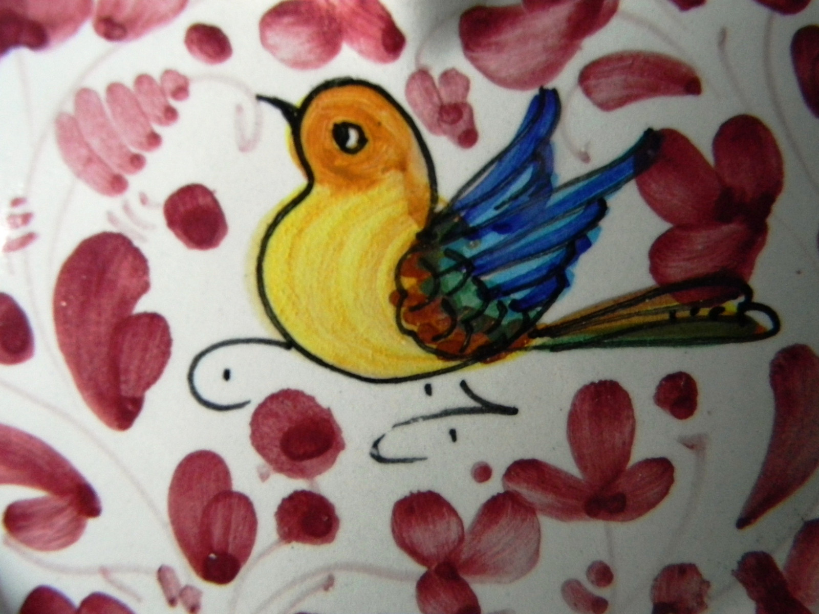 Mario Sambuco Deruta Hand-Painted Art Pottery Heart Dish w Bird ...