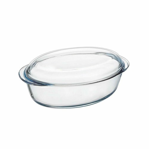Pyrex Essentials Glass Oval Casserole Dish with Lid 3L - Transparent ...