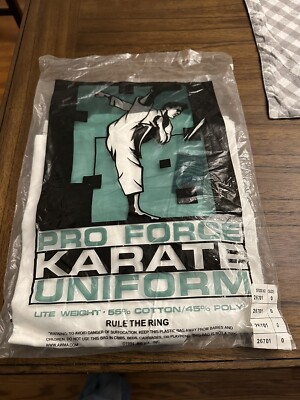 Pro Force Karate Uniform Size 0 Stock #26701 55% Cotton/45% Top Only No ...