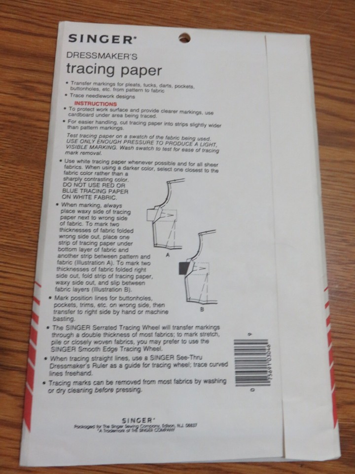 SINGER Tracing Paper UNOPENED 9 SHEETS | eBay