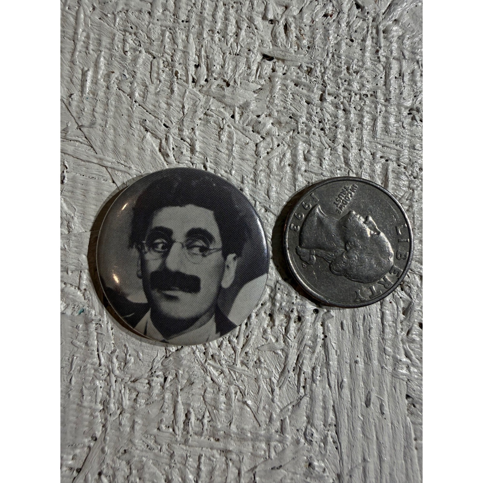 Vintage Groucho Marx Pin OS Black White Comedian Graphic Button | eBay