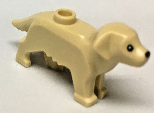 Lego Tan Labrador / Golden Retriever Dog w/ Black Eyes and Nose Pattern ...