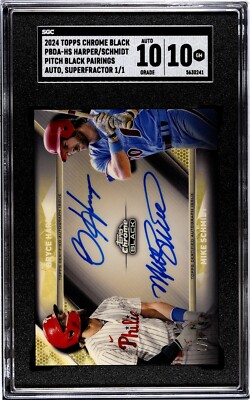 2024 Topps Chrome Dual Auto Harper / Schmidt 1/1 Superfractor PBDA-HS ...