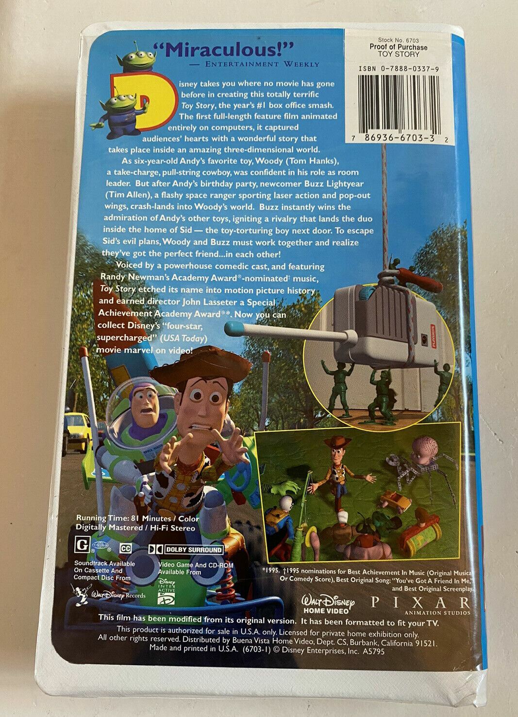 Toy Story (VHS, 1995) # 6703 Walt Disney Rare Collectible | eBay