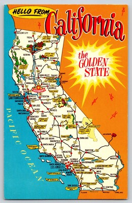 Postcard Hello from California - Map c1970s | eBay