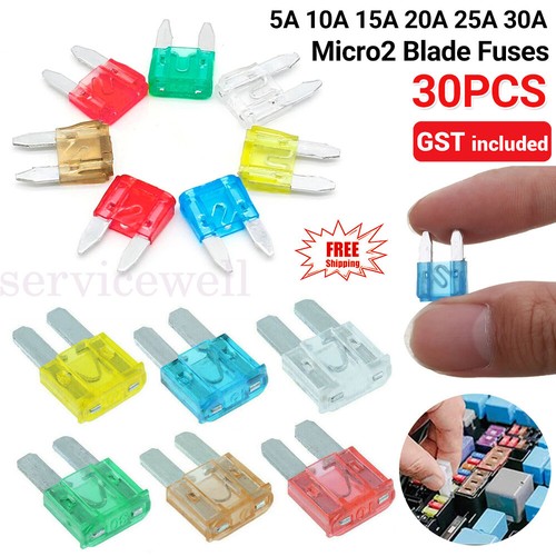30pcs Micro2 Fuses 5A 10A 15A 20A 25A 30A Car Auto Blade Fuse ...