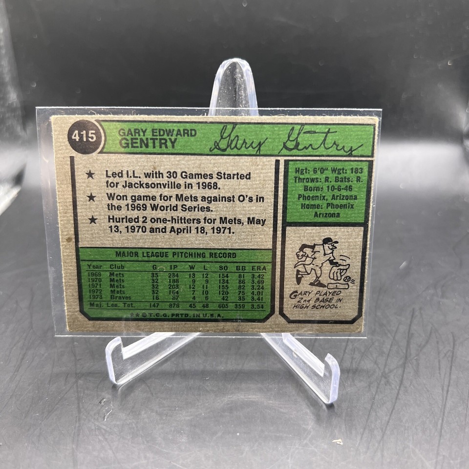 1974 Topps #415 Gary Gentry Atlanta Braves EX+ (C) | eBay