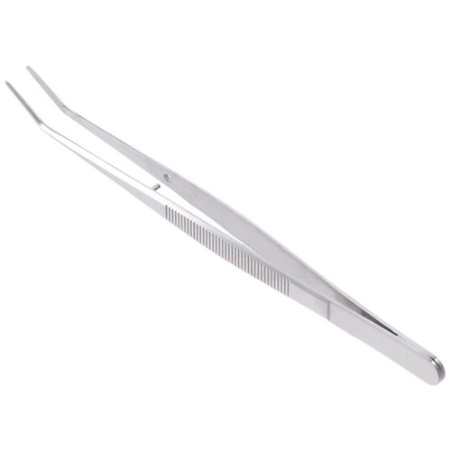 1Pc Silver Curved College Tweezers Stainless Steel Repairing Tool Lab ...