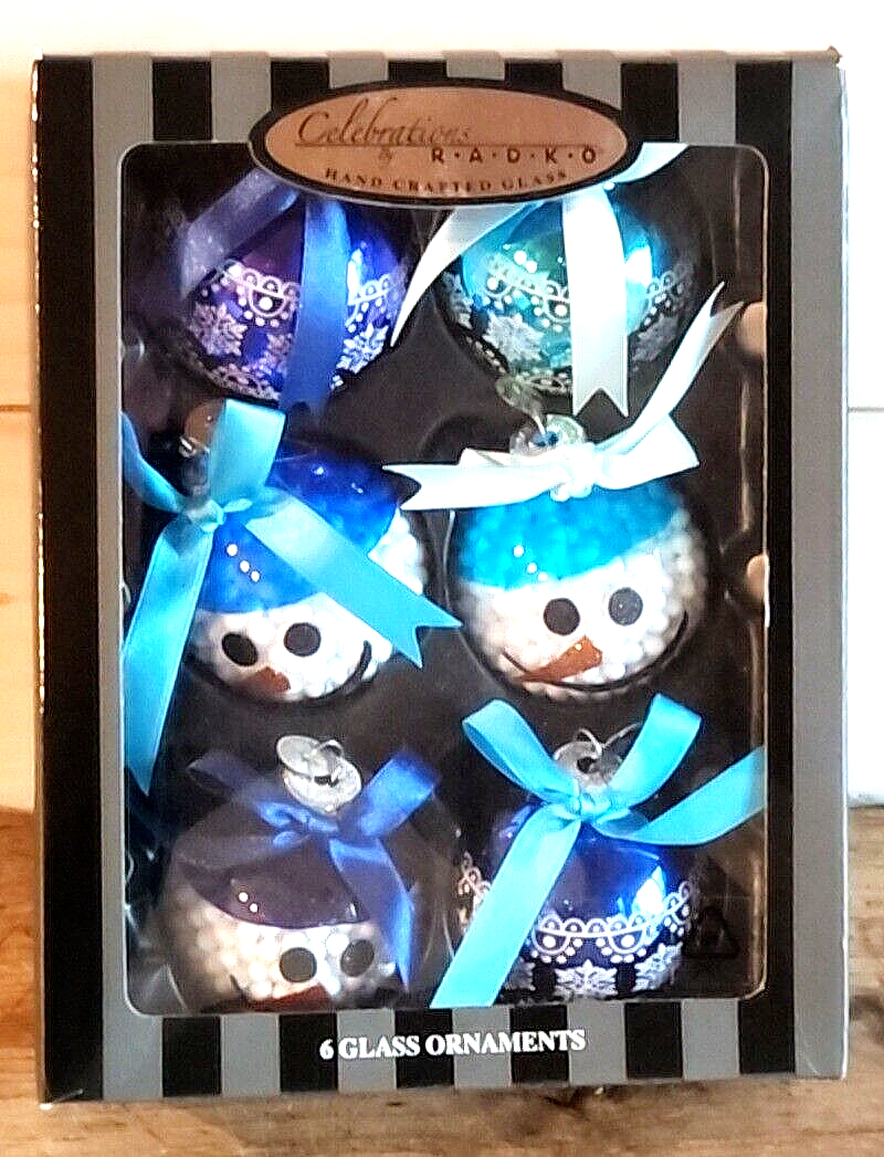 Christopher Radko Celebrations Ornaments Blue Snowman Set Of 6 ...