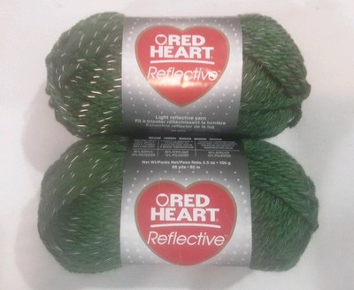 2 Skeins Red Heart Reflective yarns color Olive Green Acrylic ...
