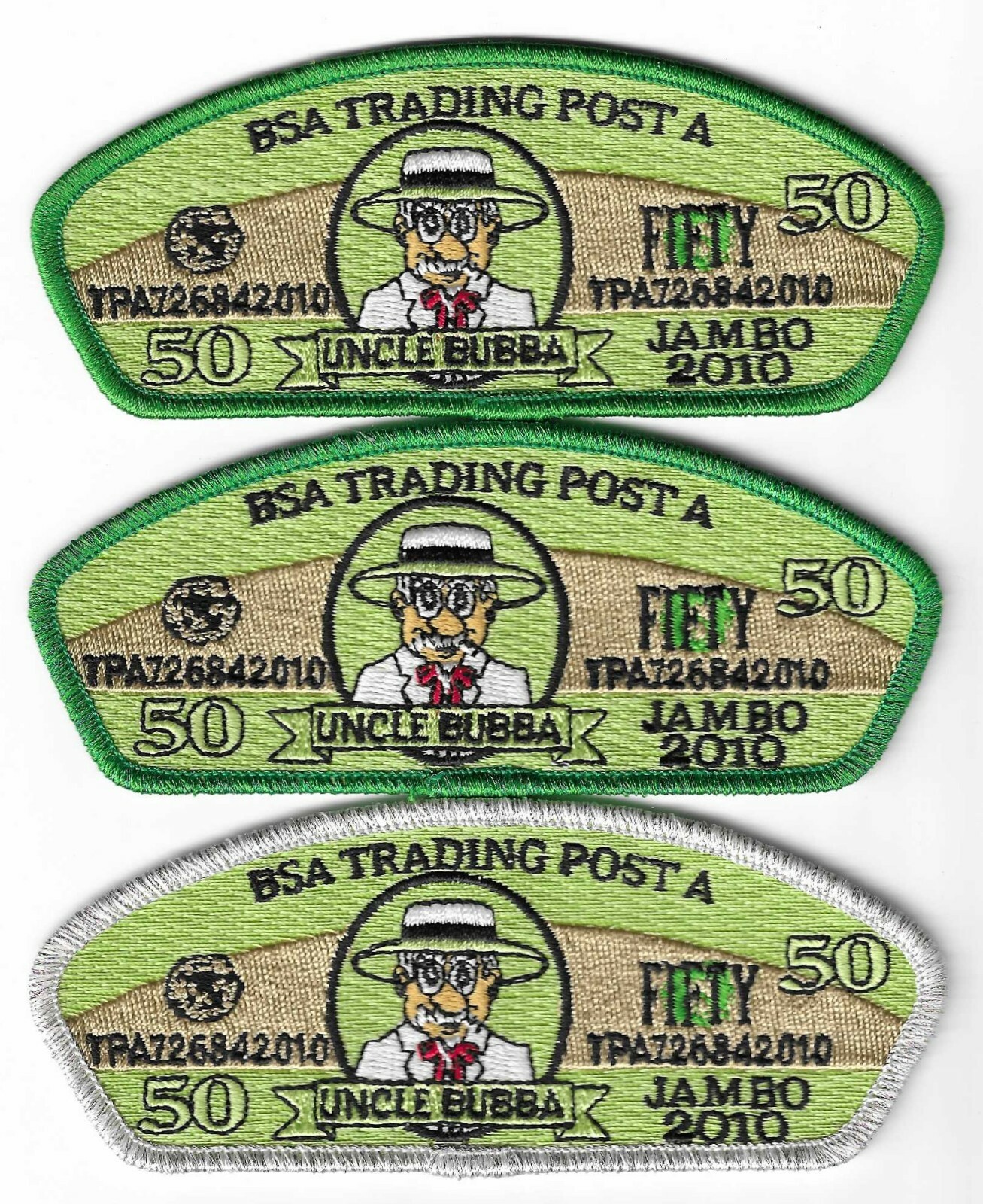 BSA 100TH NATIONAL JAMBOREE 2010 TRADING POST A SET OF 3 GREEN'S-SILVER ...