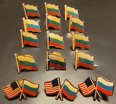 Vintage Russian Flag 🇷🇺 Lapel Pin Lot. (12) USA & Russia Dual Flag Pins ...