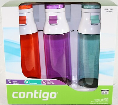 Contigo 3 Pack 24 oz Water Bottles (Tangerine/Radiant Orange/Grayed ...