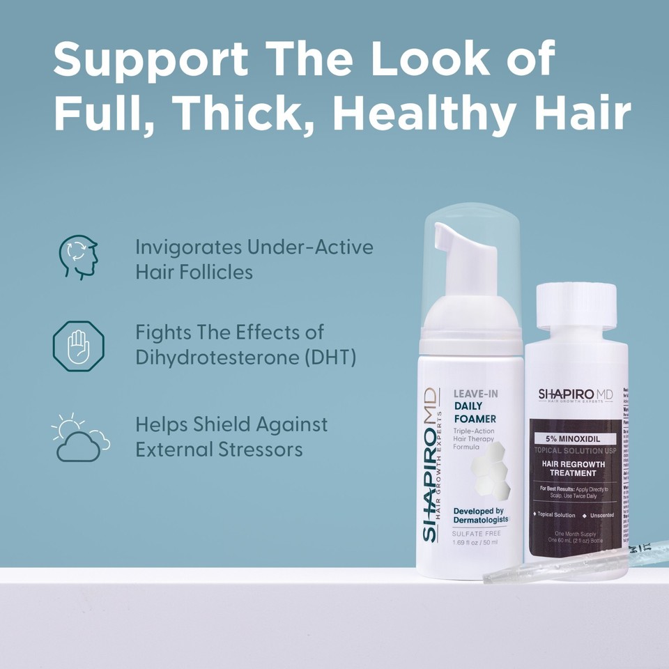 Shapiro MD Men’s Regrowth Travel Kit: Leave-In Foam, 5% Minoxidil ...