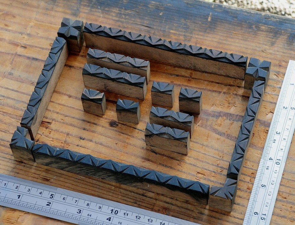 letterpress border wooden printing blocks ornaments Art Nouveau wood ...